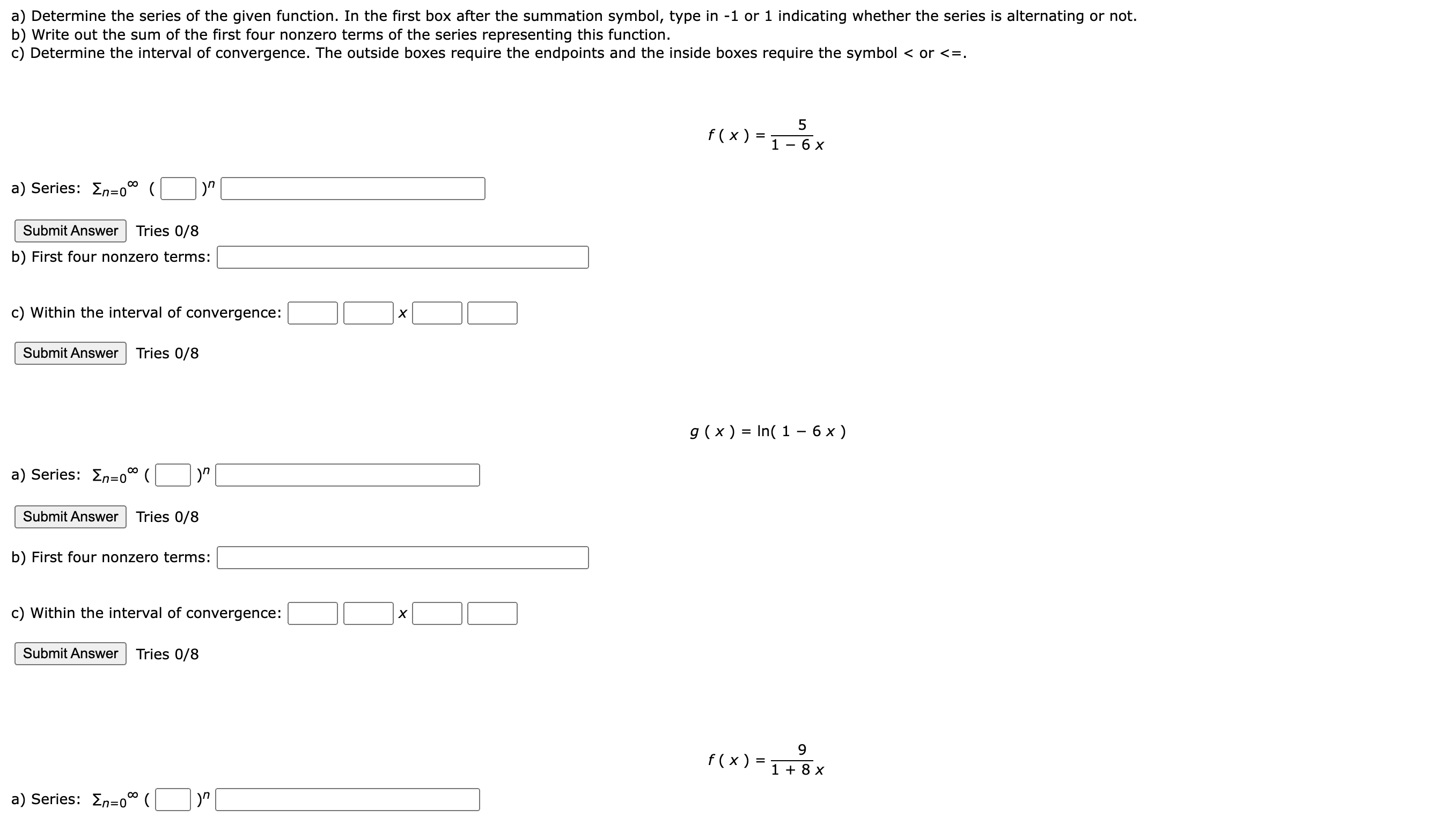 Solved a) ﻿Determine the series of the given function. In | Chegg.com