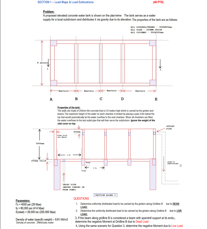 Solved \Problem:A proposed elevated concrete water tank is | Chegg.com