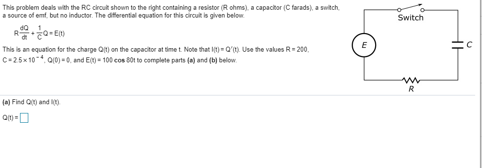 Solved This problem deals with the RC circuit shown to the | Chegg.com