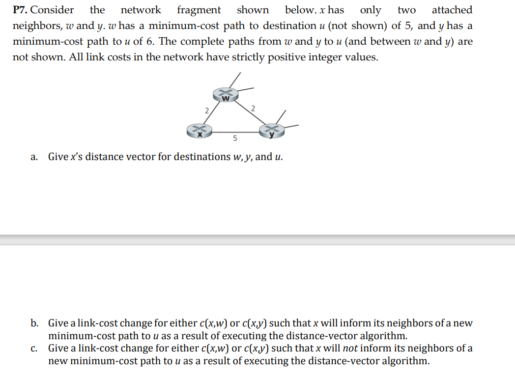 Solved P7. Consider the network fragment shown below. x has | Chegg.com