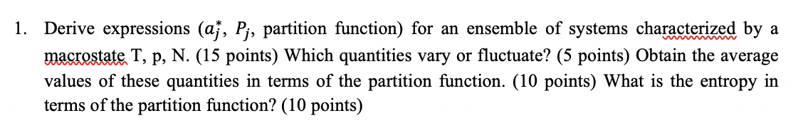 1. Derive expressions (a), Pj, partition function) | Chegg.com