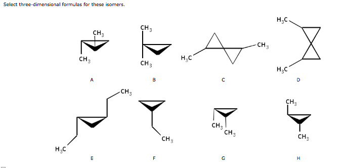 Solved Select three-dimensional formulas for these isomers | Chegg.com