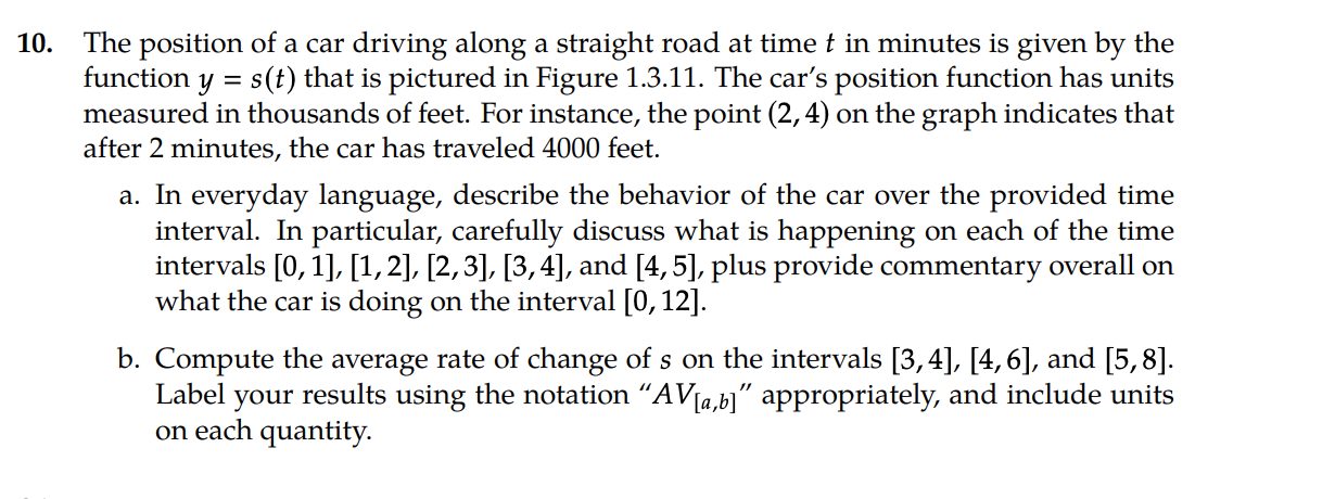 Solved 0. The position of a car driving along a straight | Chegg.com