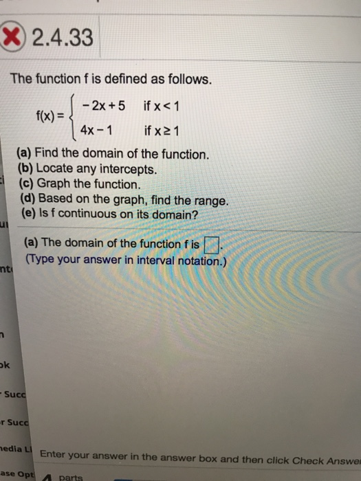 Solved X 2.4.33 The function f is defined as follows. -2x+5 | Chegg.com