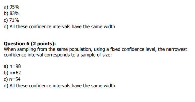 Solved Question 5 (2 points): When sampling from the same | Chegg.com