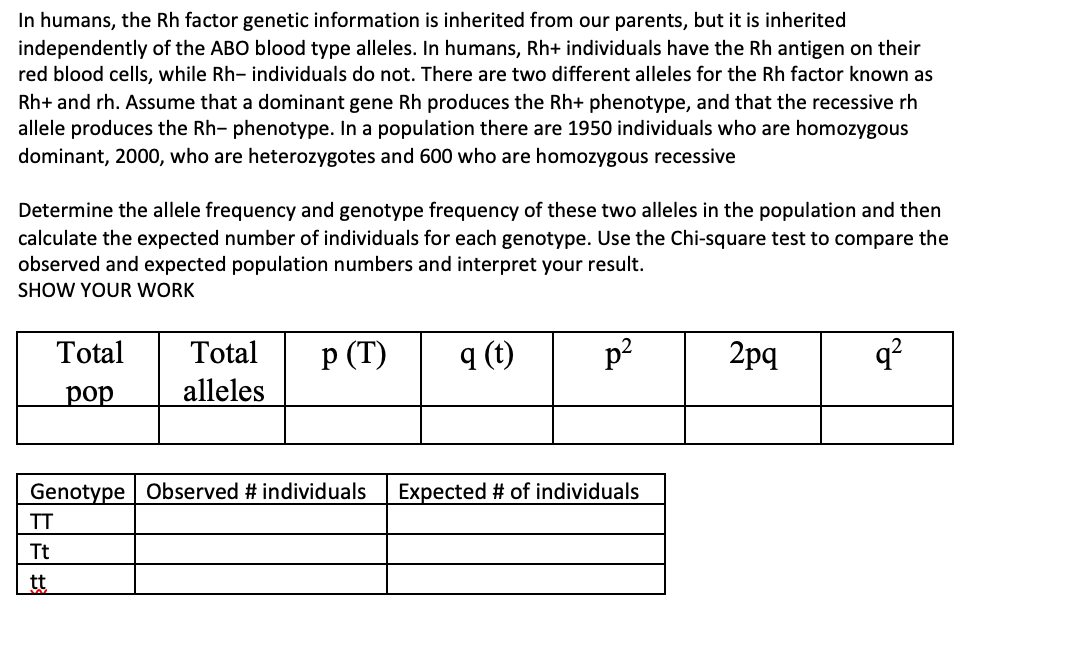 Solved In humans, the Rh factor genetic information is | Chegg.com