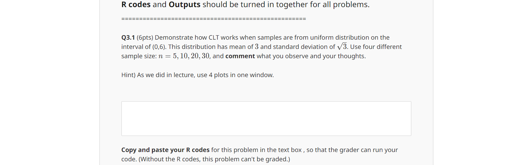Solved R codes and Outputs should be turned in together for | Chegg.com