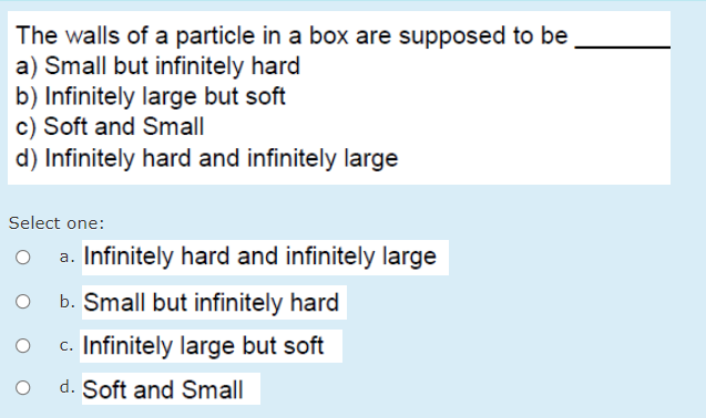 Solved The walls of a particle in a box are supposed to be | Chegg.com