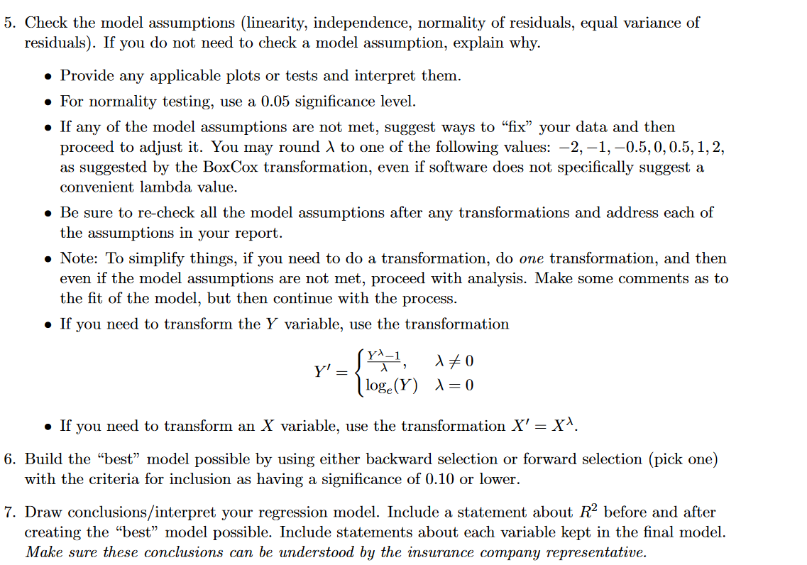 5. Check the model assumptions (linearity, | Chegg.com