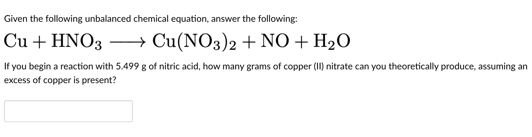 Solved Given the following unbalanced chemical equation, | Chegg.com