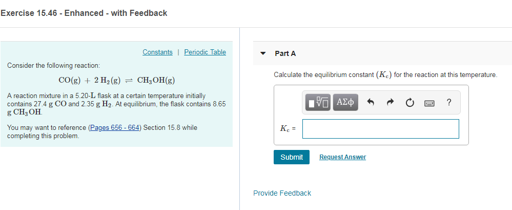 Solved Exercise 15.46 - Enhanced - with Feedback onstant | Chegg.com Solved Exercise 15.46 - Enhanced - with Feedback onstant | Chegg.com