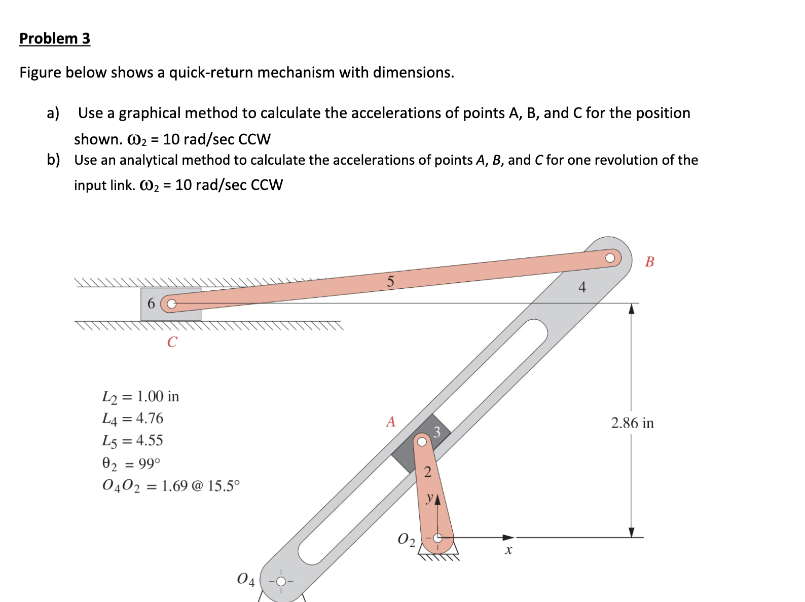 Problem 3Figure below shows a quick-return mechanism | Chegg.com