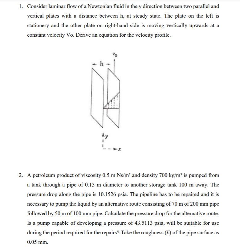 Solved 1. Consider laminar flow of a Newtonian fluid in the | Chegg.com