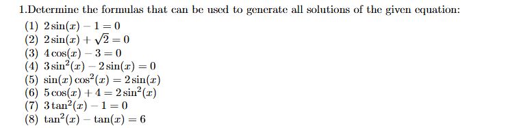 Determine the formulas that can be used to generate | Chegg.com
