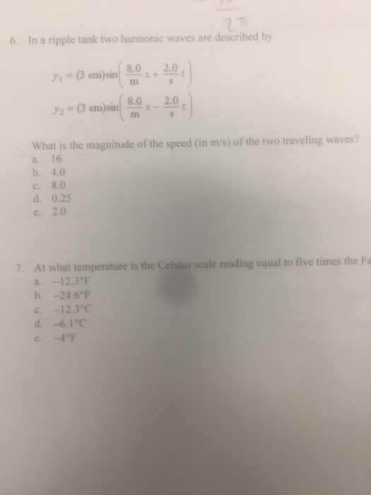 Solved 飞 6. In a ripple tank two harmonic waves are | Chegg.com