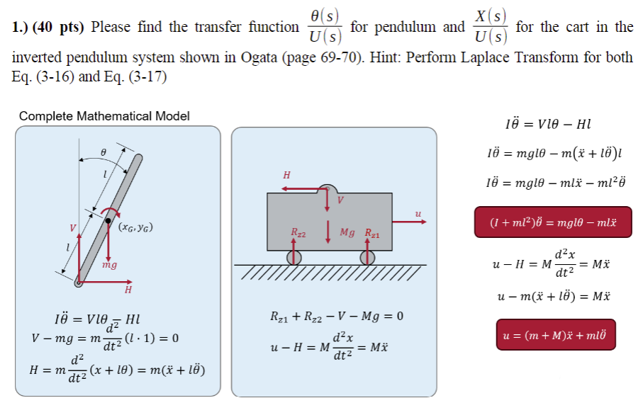 Solved 1.) (40 ﻿pts) ﻿Please find the transfer function | Chegg.com
