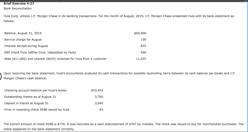 Solved Prepare a bank reconciliation schedule at August | Chegg.com