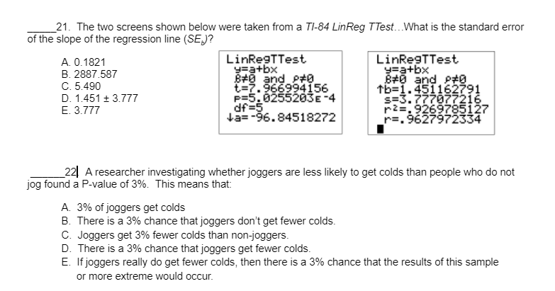 Solved _21. The two screens shown below were taken from a | Chegg.com