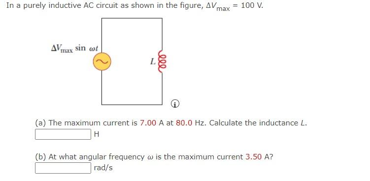 Solved In a purely inductive AC circuit as shown in the | Chegg.com