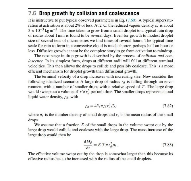 Week 8 1 A lum radius drop is put in environment with | Chegg.com