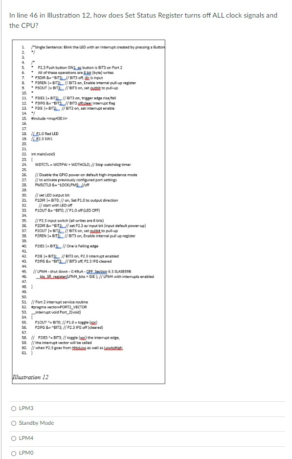 In line 46 in Illustration 12, how does Set Status | Chegg.com