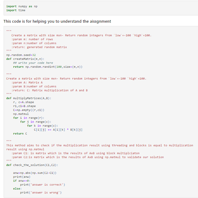 Solved Block matrix multiplication using threading Student | Chegg.com