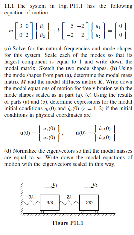 Solved 11.1 The system in Fig. P11.1 has the following | Chegg.com