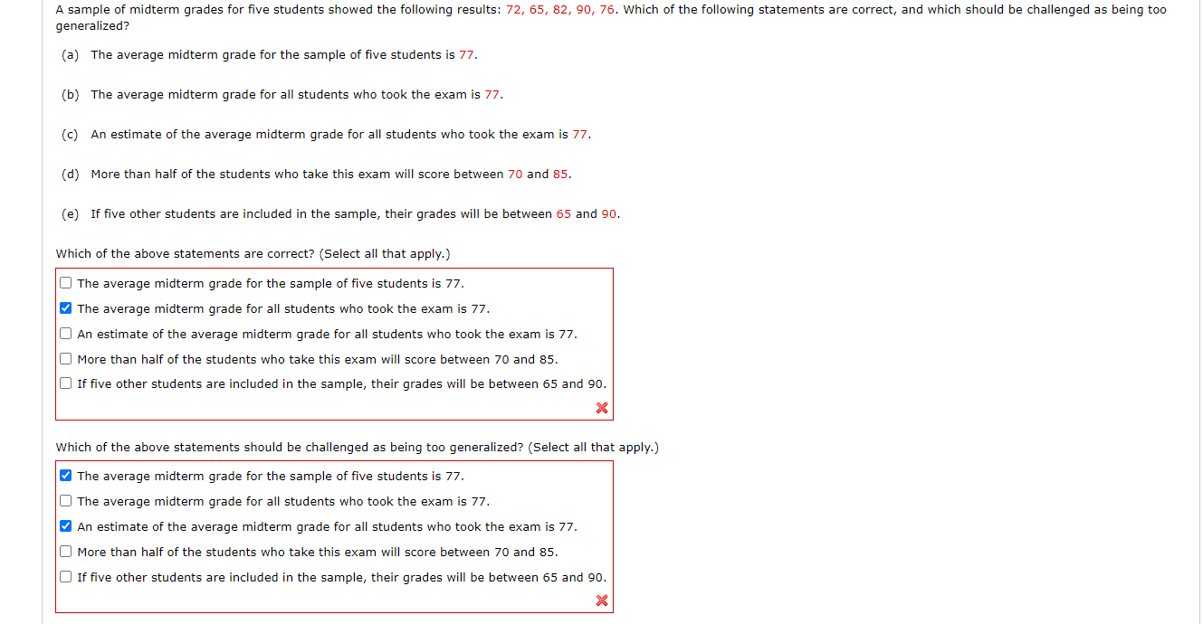 Solved generalized? (a) The average midterm grade for the | Chegg.com
