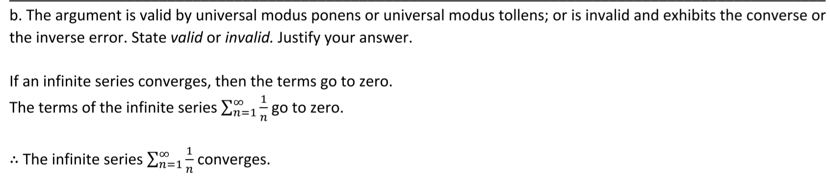 Solved b. The argument is valid by universal modus ponens or | Chegg.com