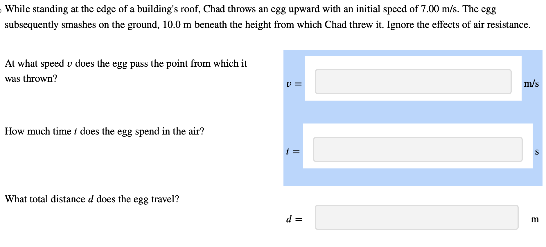 Solved While standing at the edge of a building's roof, Chad | Chegg.com