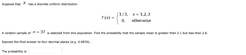 Solved Suppose that has a discrete uniform distribution f | Chegg.com