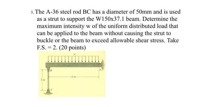 Solved The A-36 steel rod BC has a diameter of 50mm and is | Chegg.com