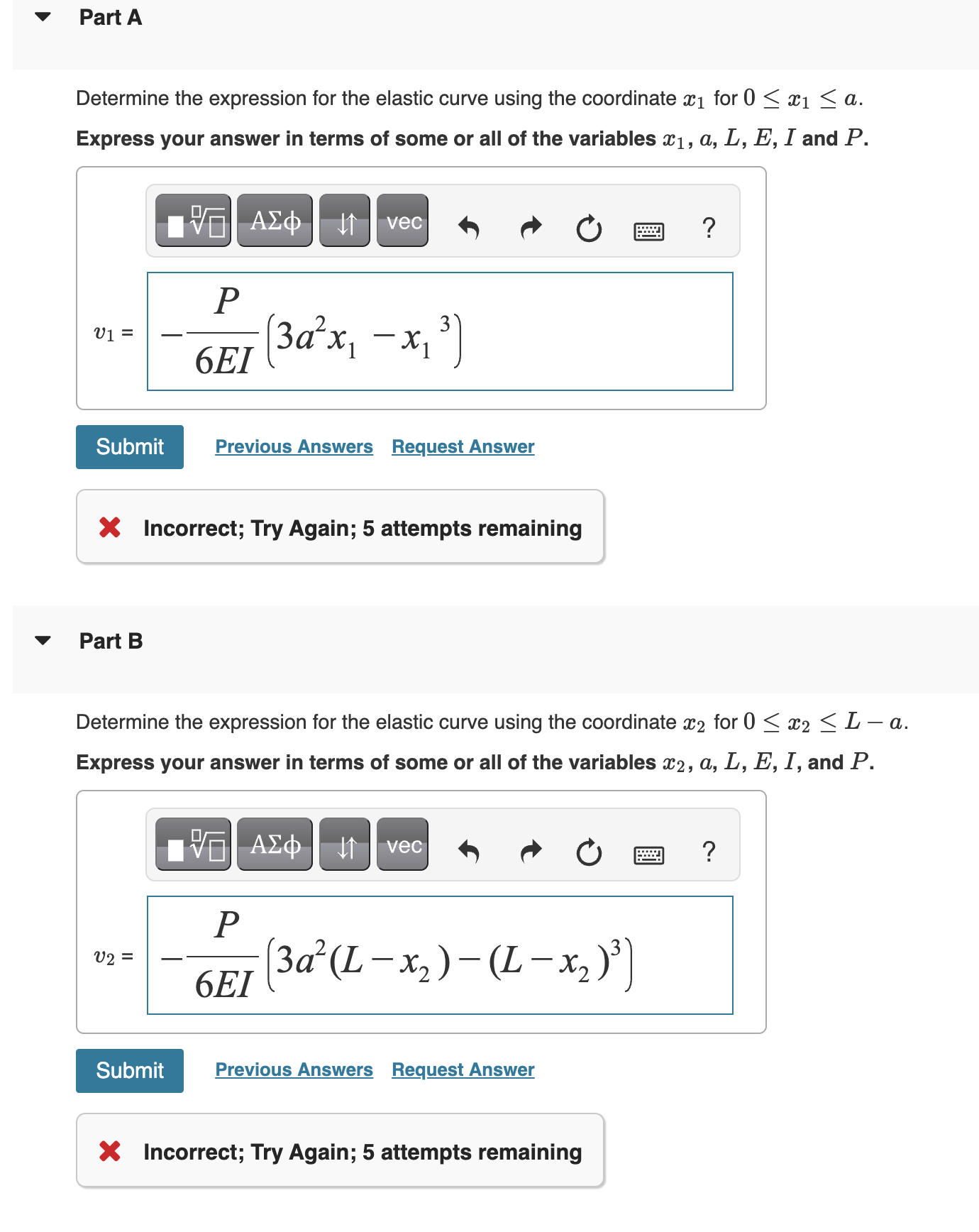 Solved Determine the expression for the elastic curve using | Chegg.com