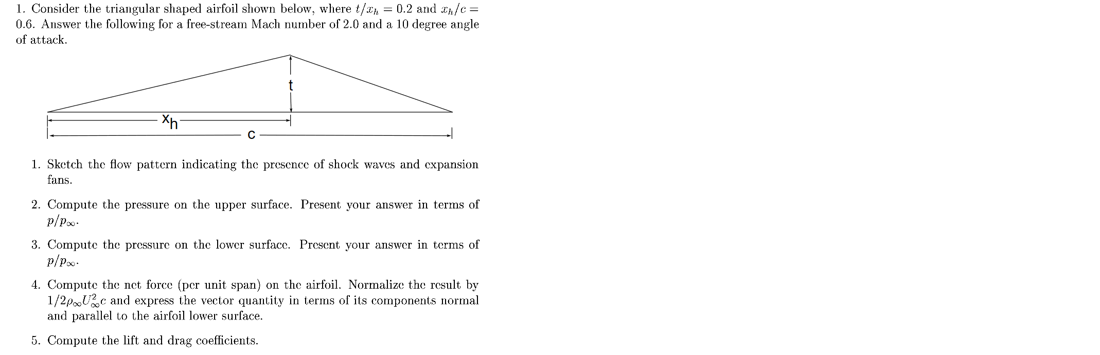 Solved - 1. Consider the triangular shaped airfoil shown | Chegg.com