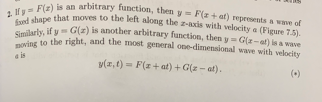 Solved n arbitrary function, then y F(+at) represents a wave | Chegg.com