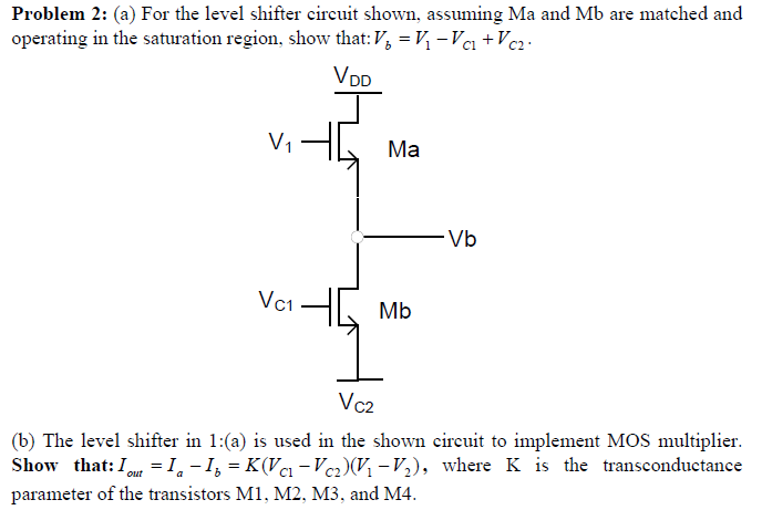 Solved Problem 2: (a) For the level shifter circuit shown, | Chegg.com