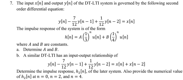 Solved The input x [n] and output yln] of the DT-LTI system | Chegg.com