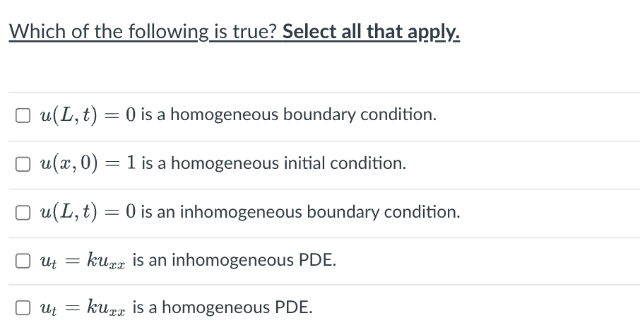 Solved Which of the following is true? Select all that | Chegg.com
