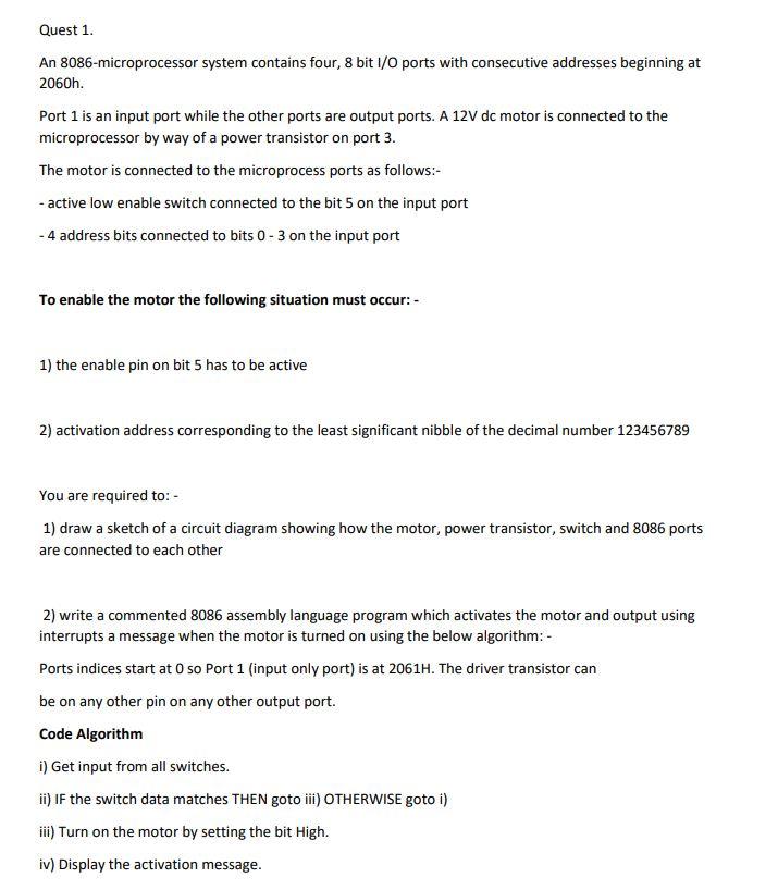 Solved Quest 1. An 8086-microprocessor system contains four, | Chegg.com