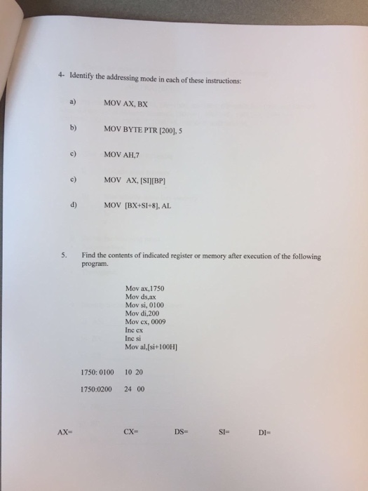 Solved Identify the addressing mode in each of these | Chegg.com