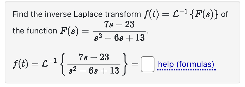 Solved Find the inverse Laplace transform | Chegg.com