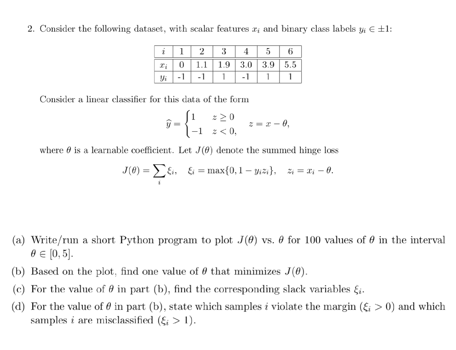 Solved 2. Consider the following dataset, with scalar | Chegg.com