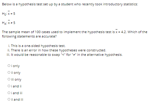 Solved Below is a hypothesis test set up by a student who | Chegg.com