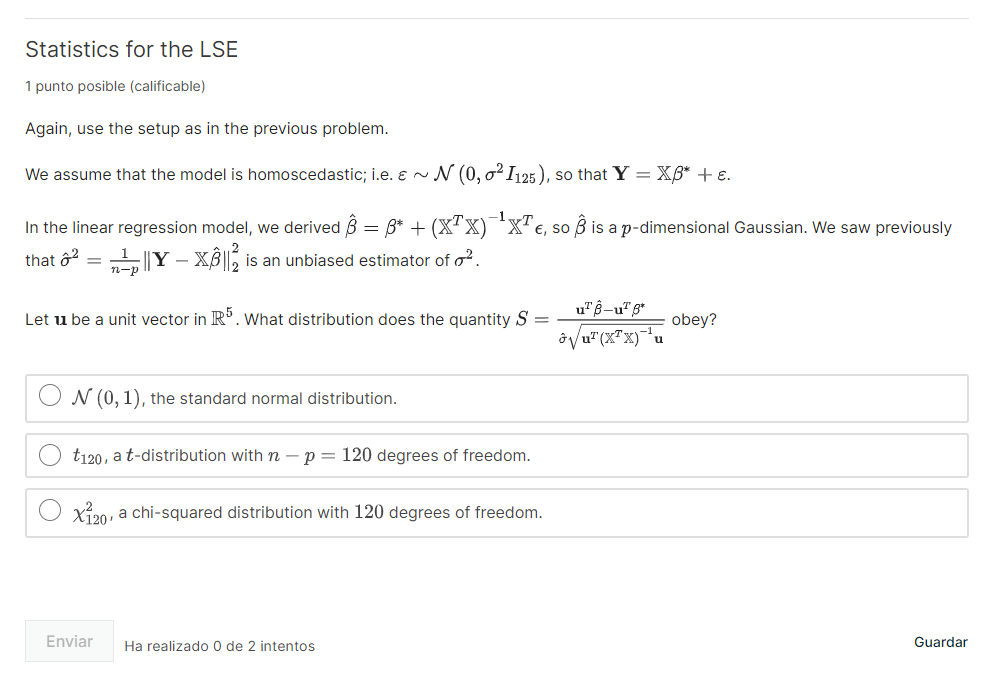 Solved Statistics for the LSE 1 punto posible (calificable) | Chegg.com