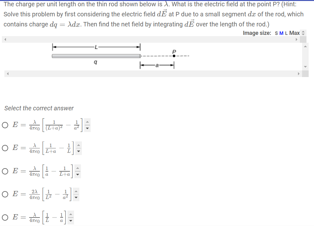 Solved The charge per unit length on the thin rod shown | Chegg.com