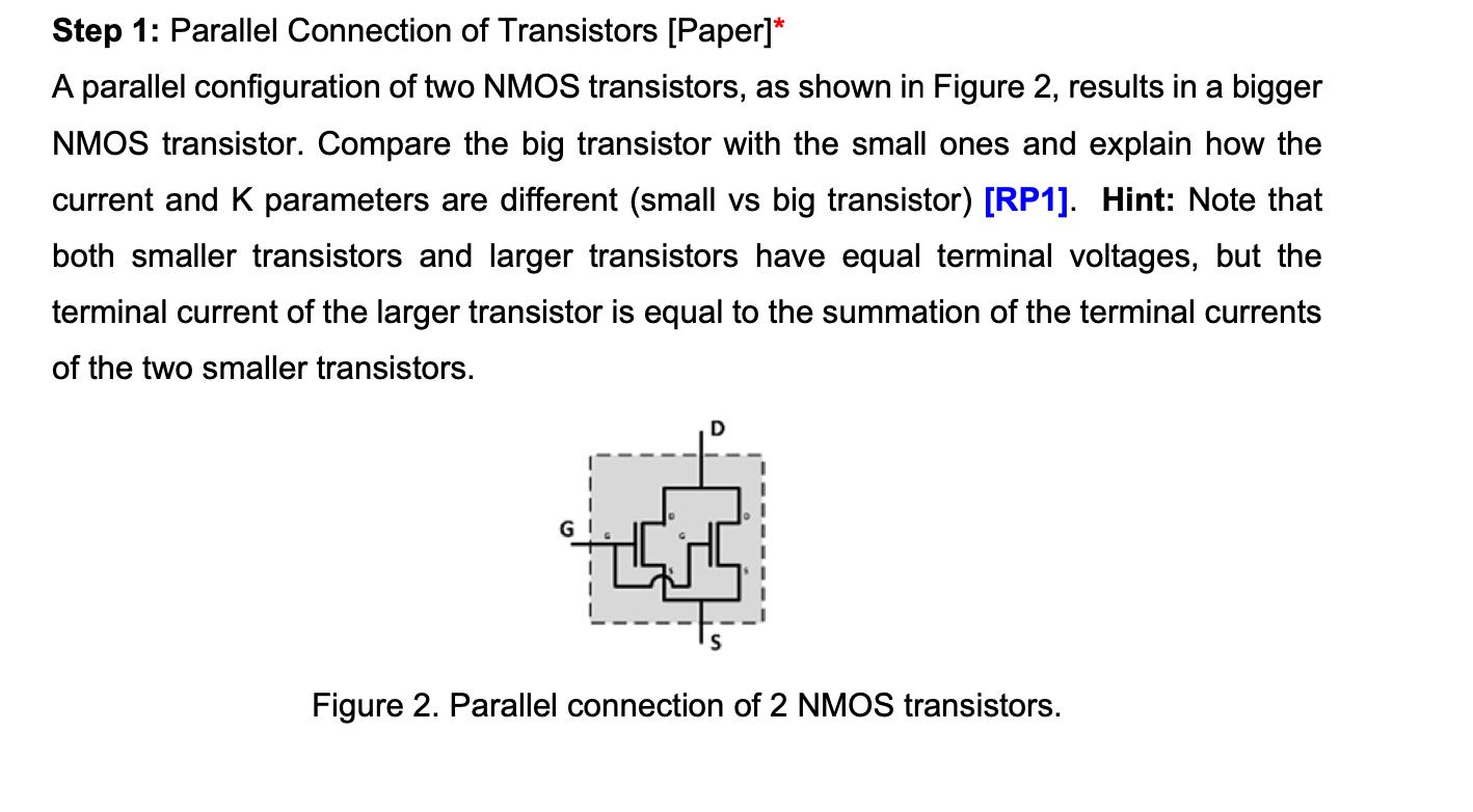 Solved Step 1: Parallel Connection of Transistors [Paper]* A | Chegg.com