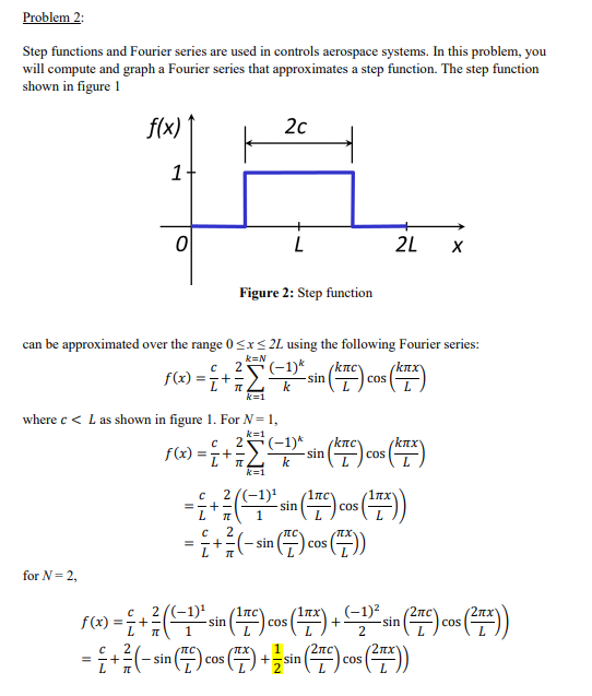 Problem 2: Step functions and Fourier series are used | Chegg.com