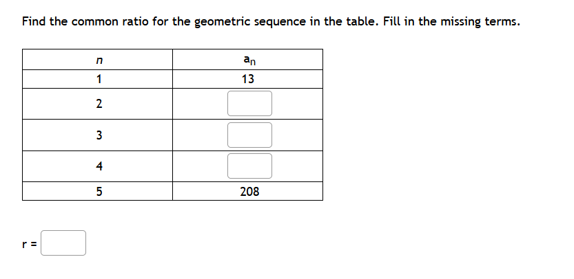 Solved Find the common ratio for the geometric sequence in | Chegg.com