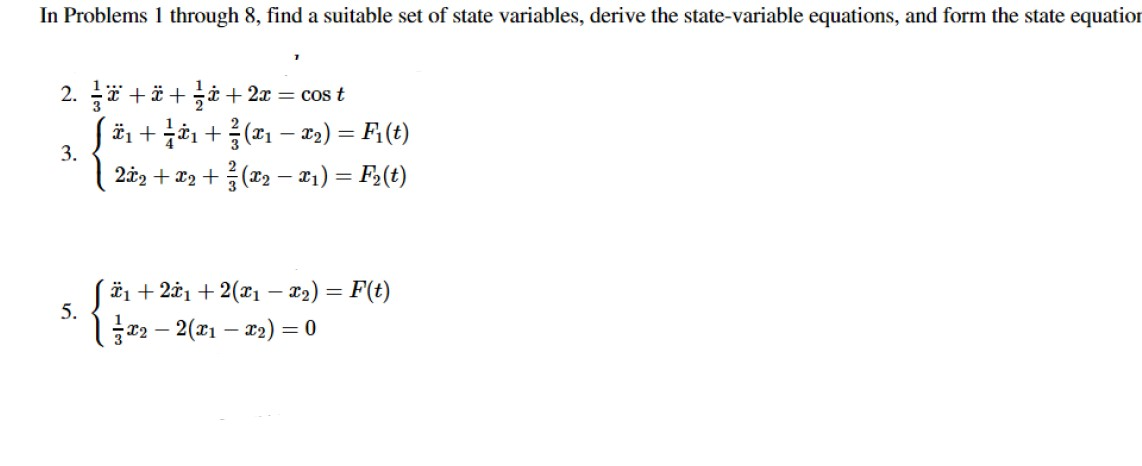 Solved In Problems 1 through 8, find a suitable set of state | Chegg.com