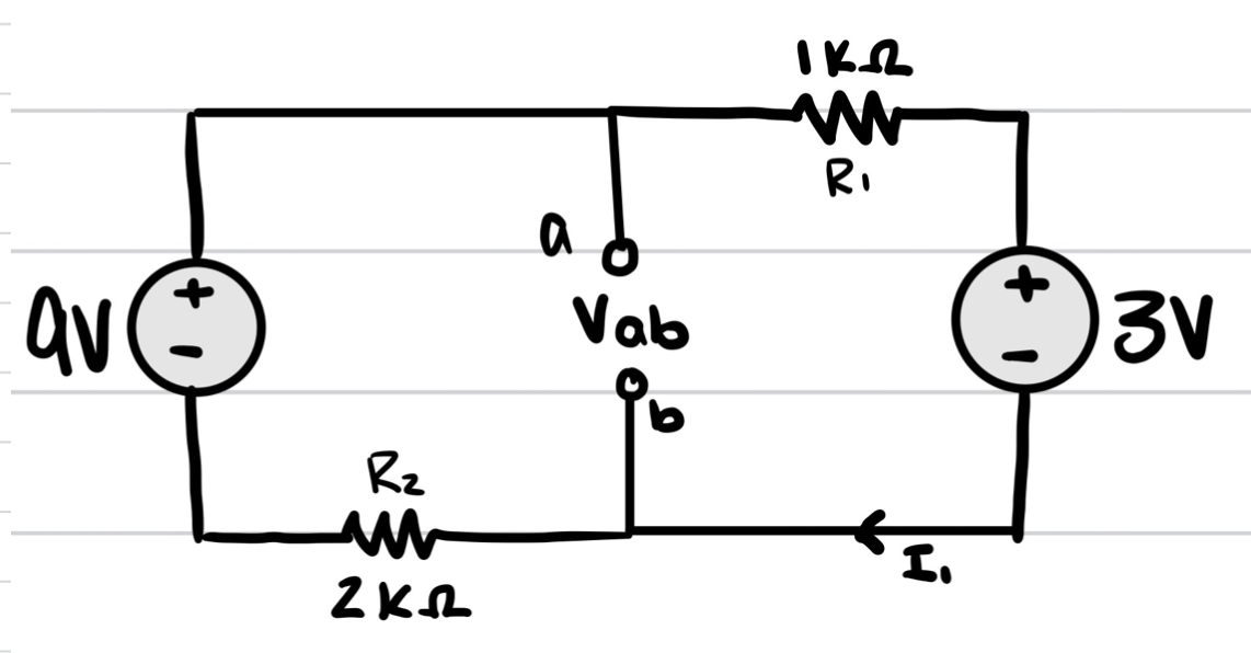 Solved Find the current (I1), and the voltage (Vab) in the | Chegg.com